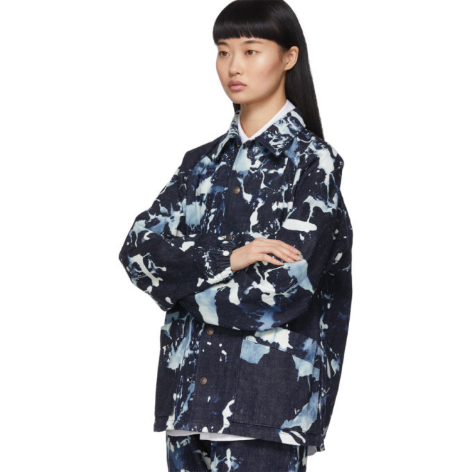 Blue Blue Japan Indigo Denim Kago Bassen Coach Jacket Blue Blue Japan
