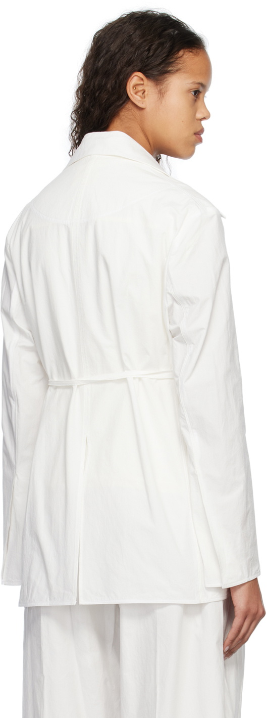 Subtle Le Nguyen White Collarless Jacket Subtle Le Nguyen