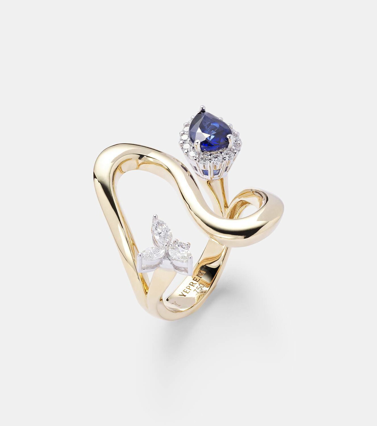 Yeprem Reign Supreme 18kt gold ring with diamonds and sapphires Yeprem