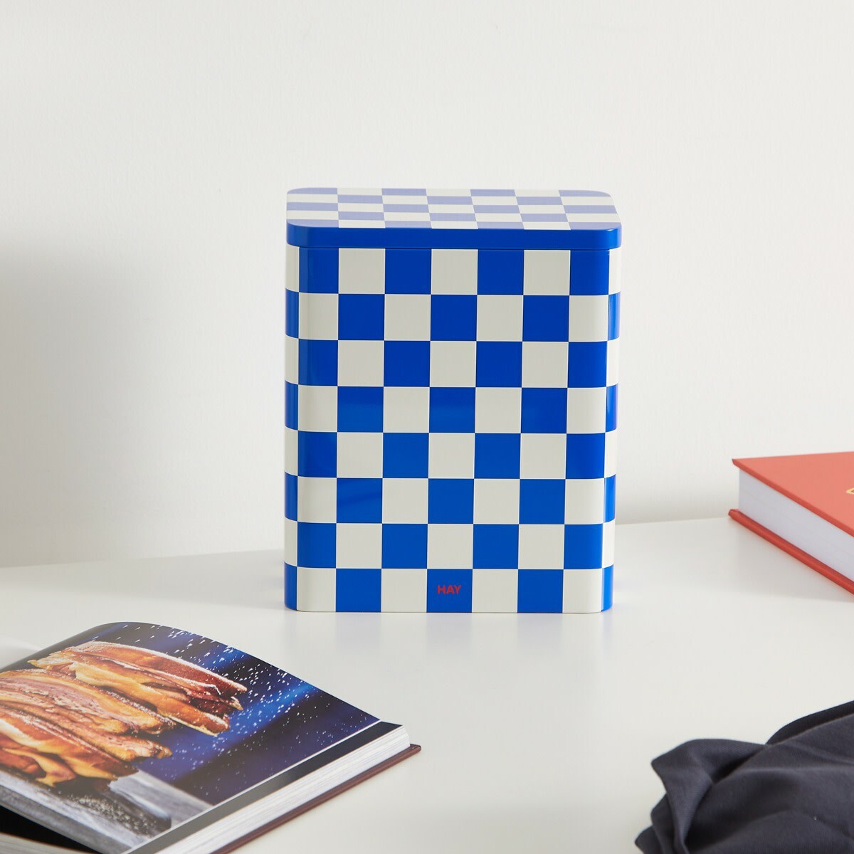 HAY Tin Container - Large in Blue/Off-White HAY