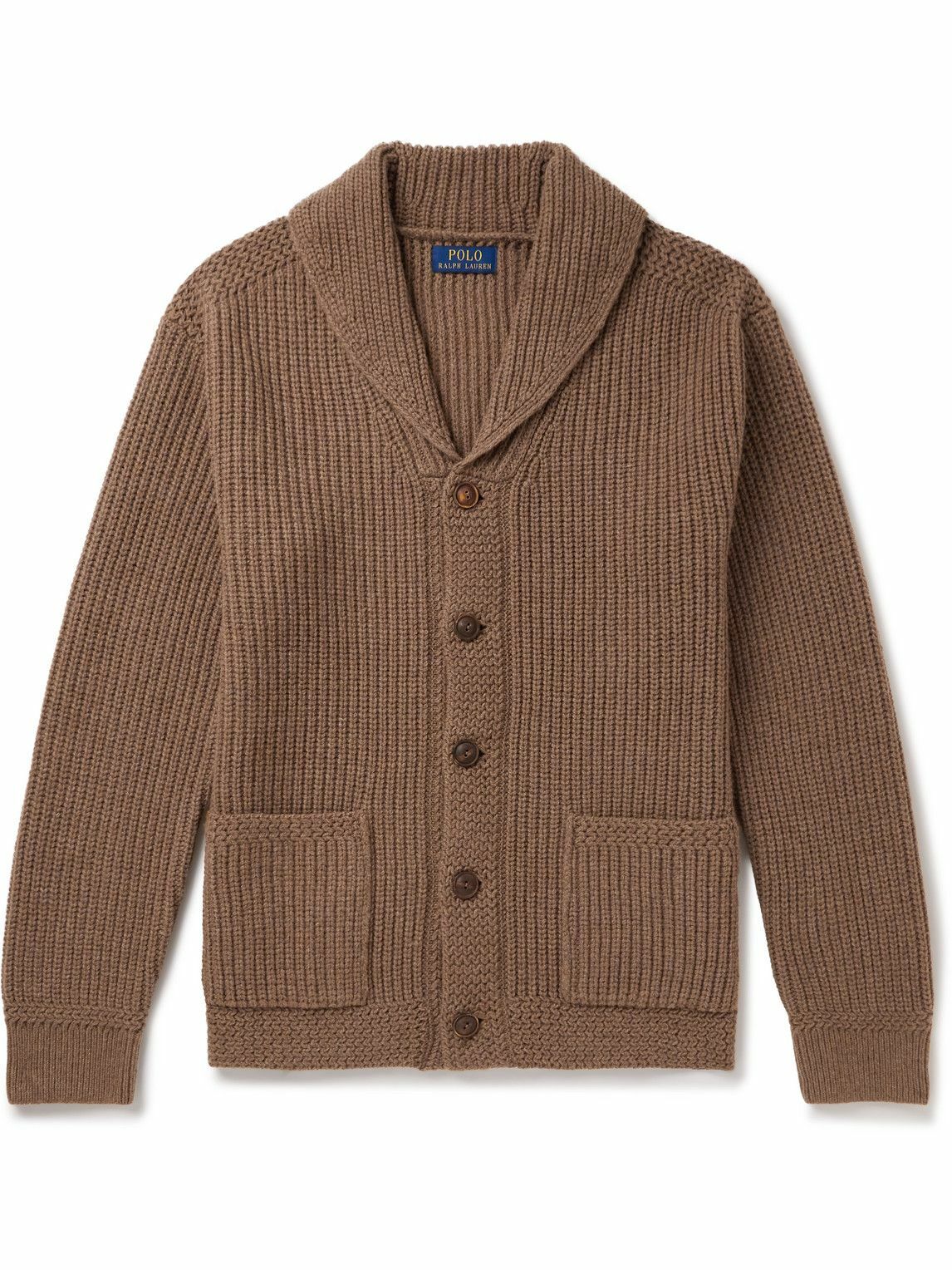 Polo Ralph Lauren - Shawl-Collar Ribbed Wool and Cashmere-Blend Cardigan - Brown Polo Ralph Lauren