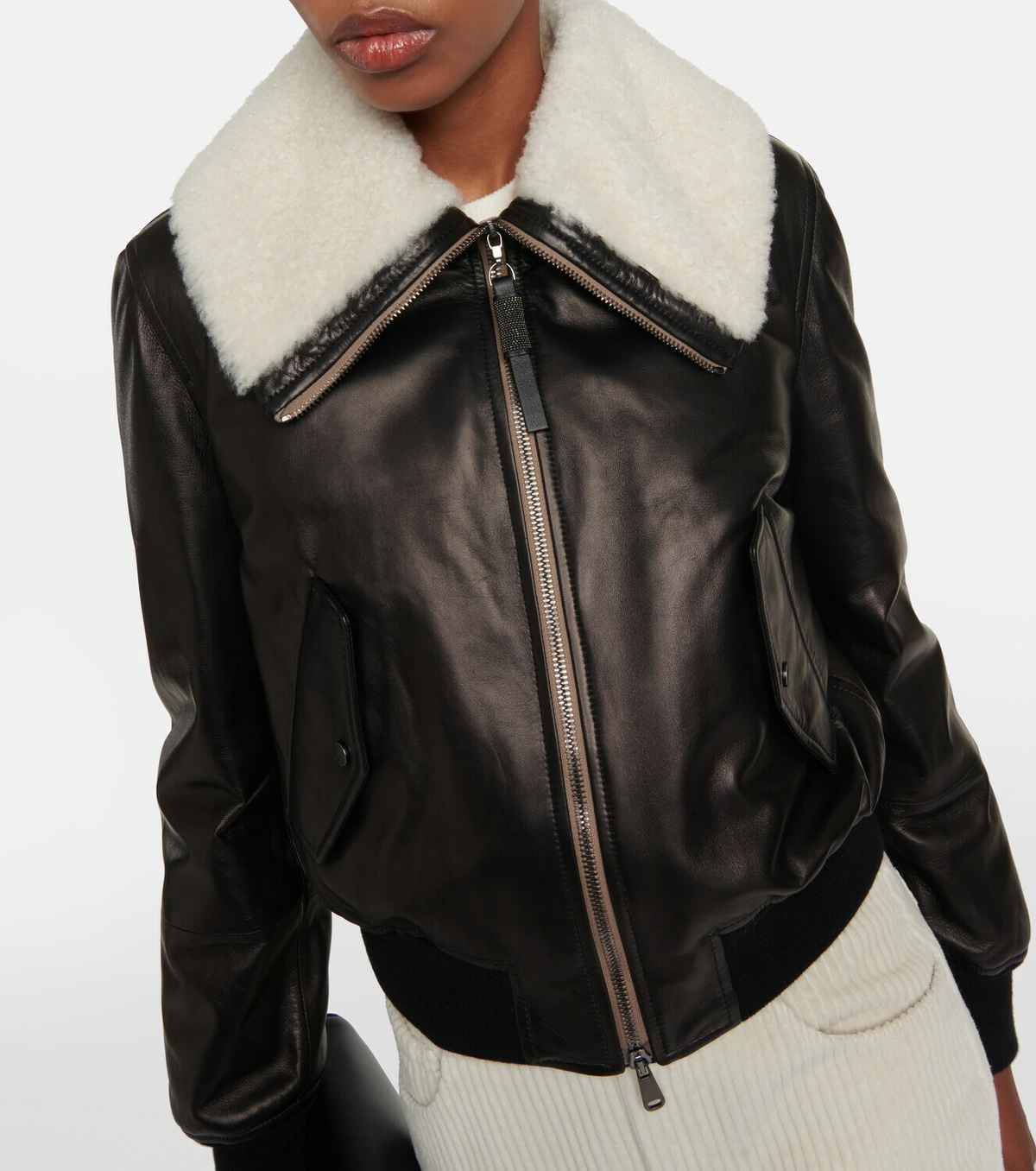 Brunello Cucinelli Shearling-lined leather jacket Brunello Cucinelli