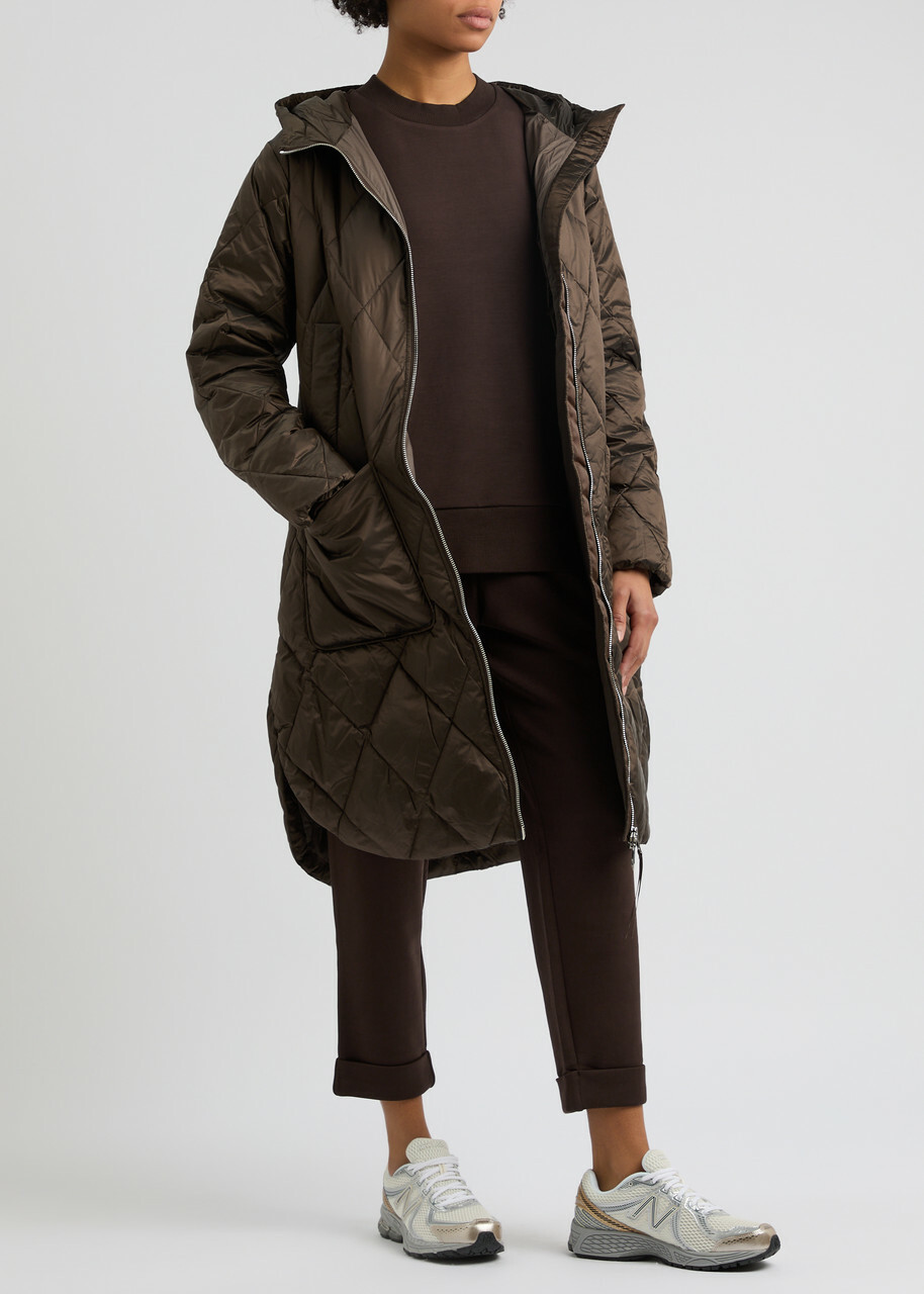 Varley Frisco Quilted Hooded Shell Jacket Brown Varley