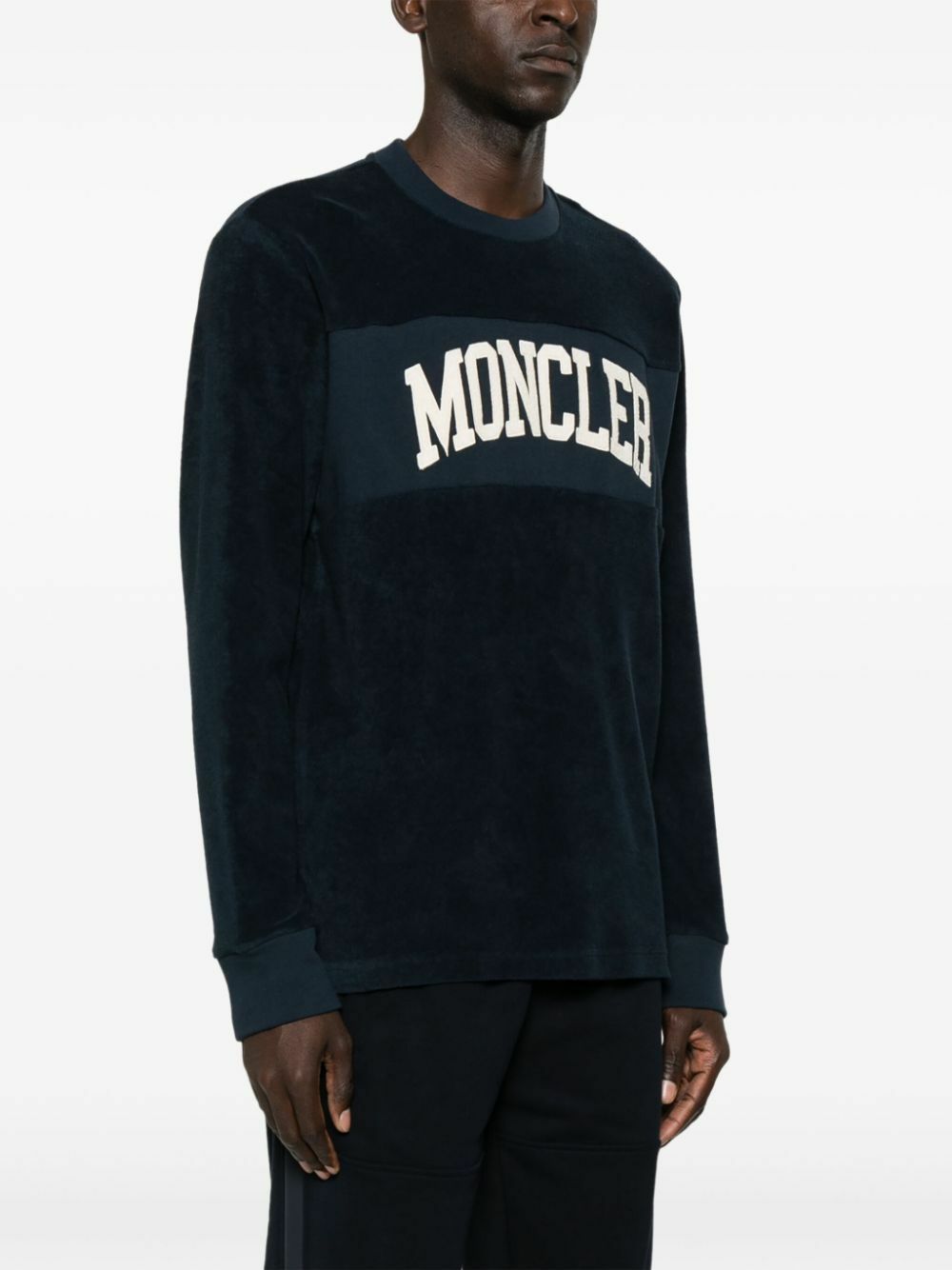 Moncler Blue Logo-Embroidered Cotton Sweatshirt Moncler