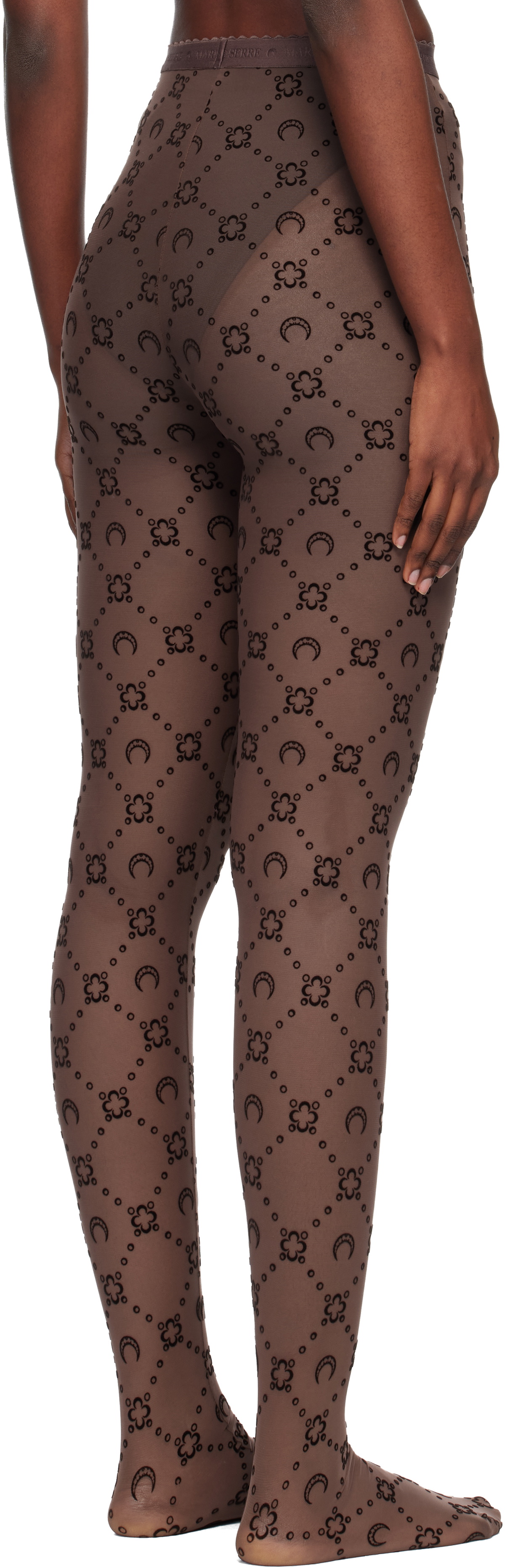 Marine Serre SSENSE Exclusive Brown Recycled Mesh Flock Tights Marine Serre