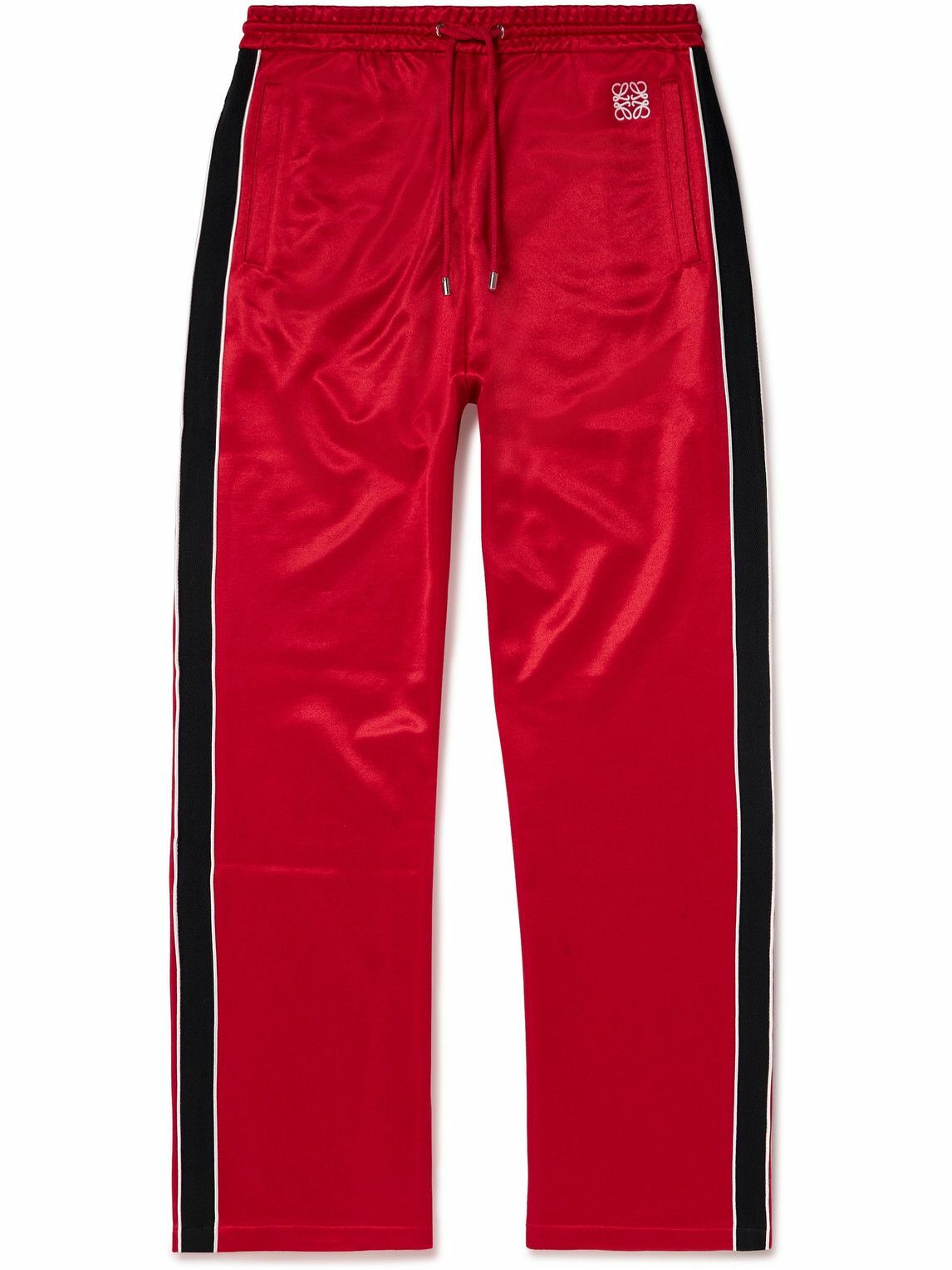 LOEWE - Straight-Leg Logo-Embroidered Striped Tech-Jersey Sweatpants ...