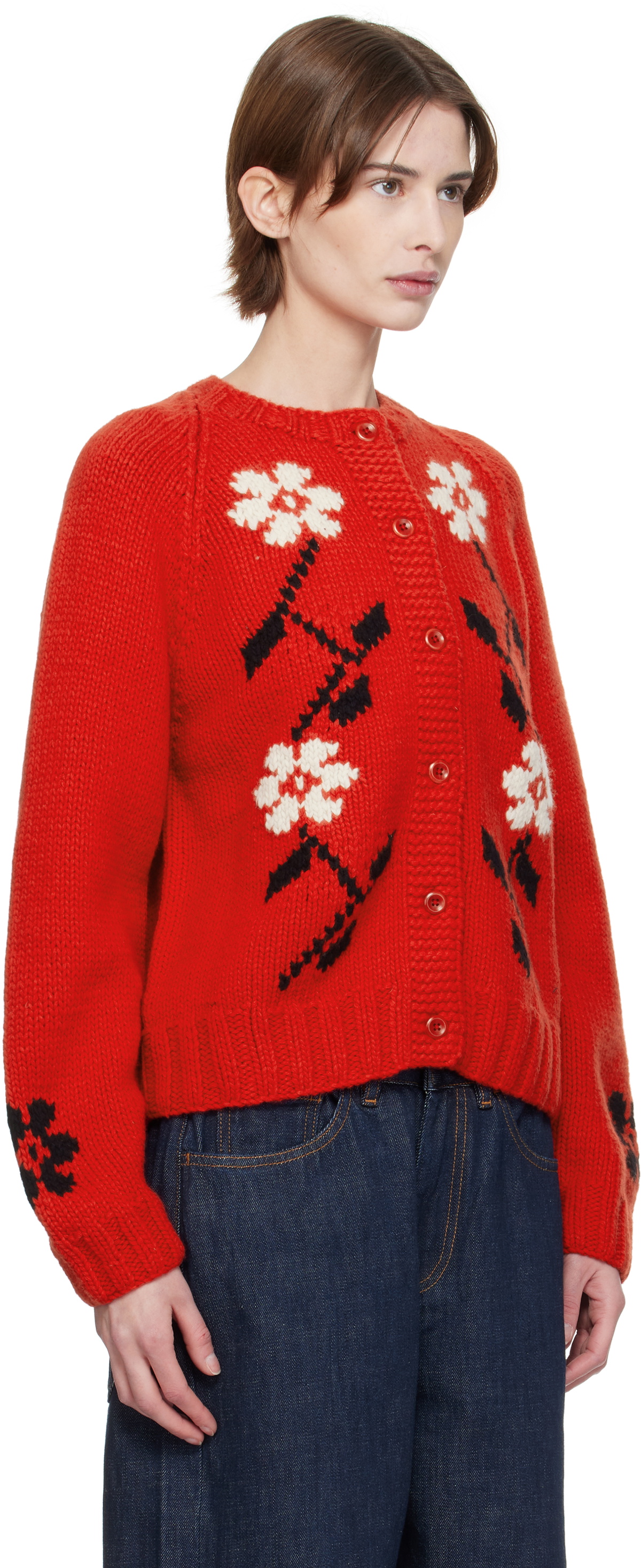 YMC Red Atomic Flower Cardigan YMC