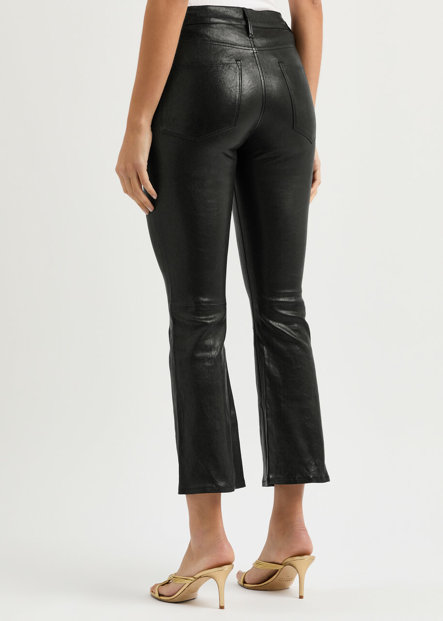Frame Le Crop Mini Boot Leather Jeans Black Frame Denim
