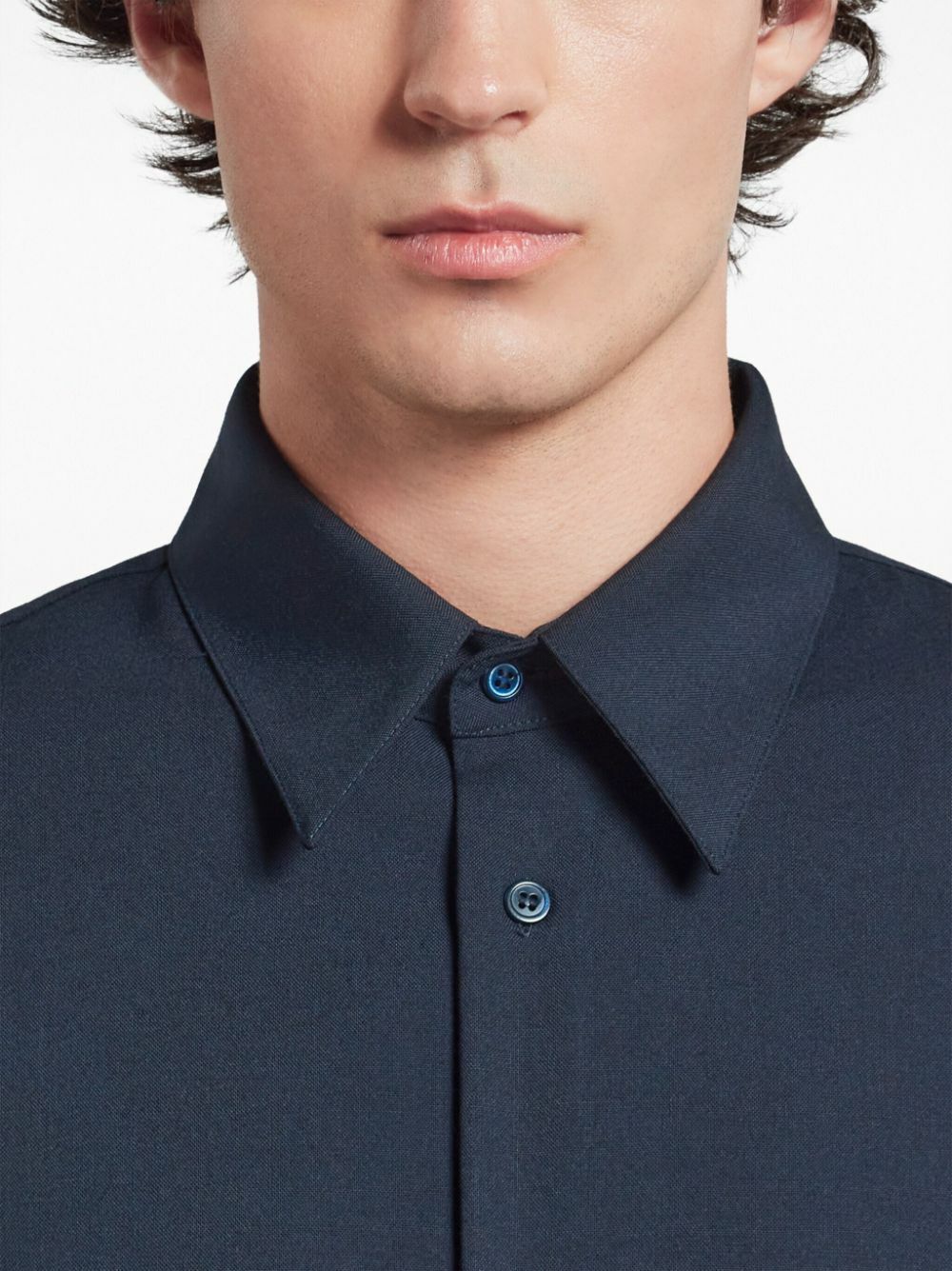 Marni Blue Button-Up Virgin-Wool Shirt Marni