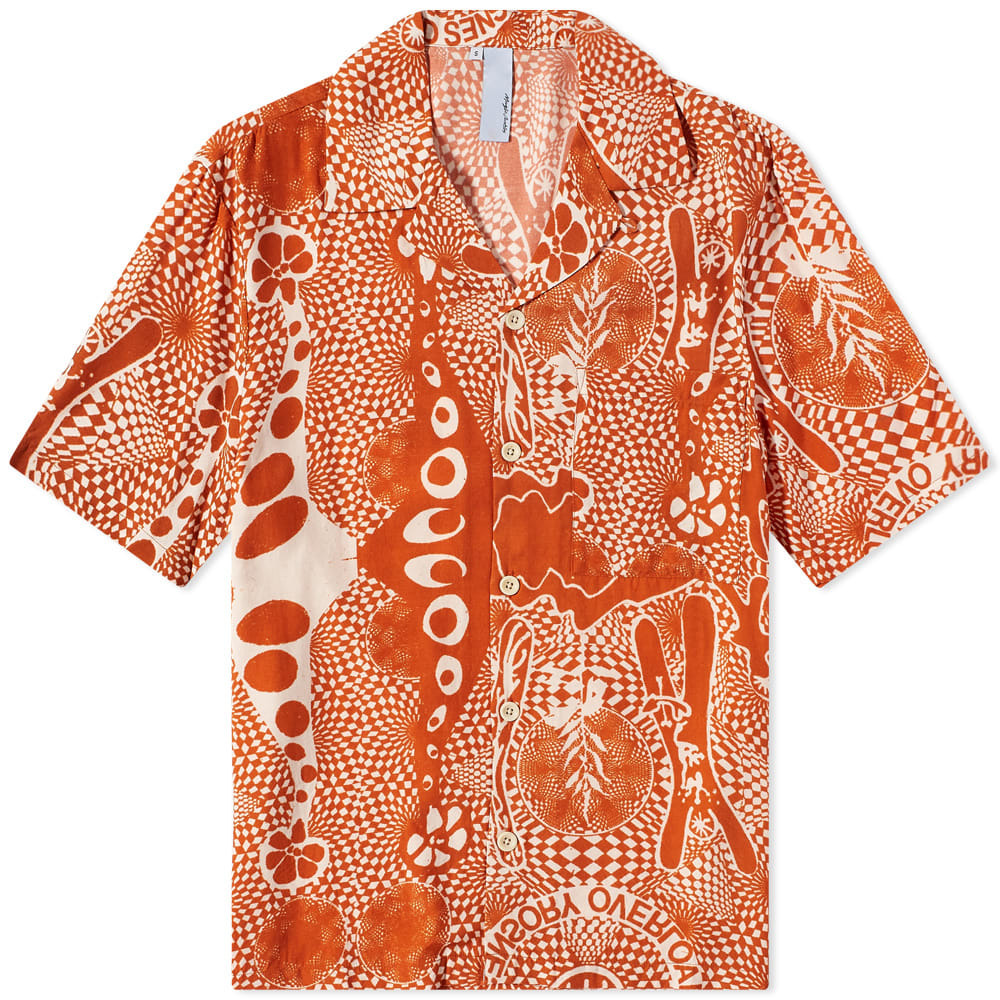Magic Castles Men's Wave Shirt in Lester Print Tobacco Magic Castles