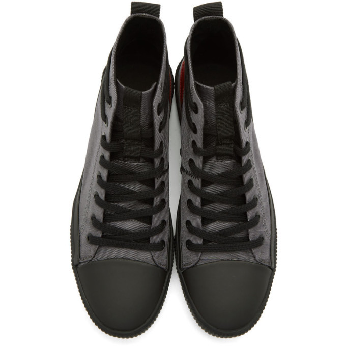 Hugo Grey Reverse Logo Patch High-Top Sneakers Hugo Boss