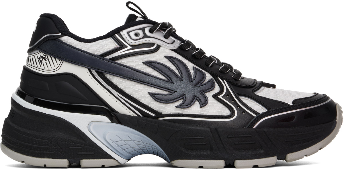 Palm Angels Black & Gray PA 4 Leather Sneakers Palm Angels