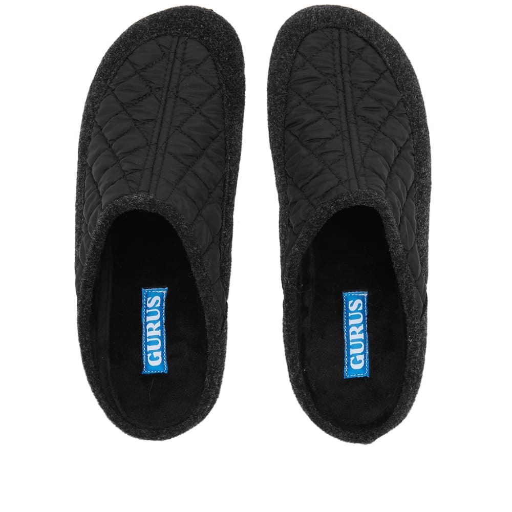 Guru's Roomshoes Men's Gurus Roomshoes Quilted Houseshoe in Black Gurus Roomshoes