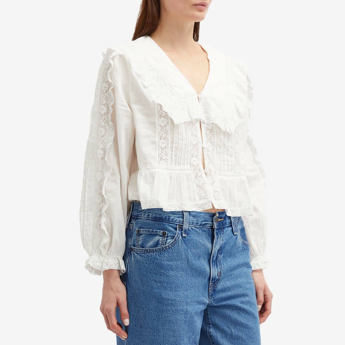RIXO Women's Maribelle Shirt in Maribelle Top Ivory Rixo