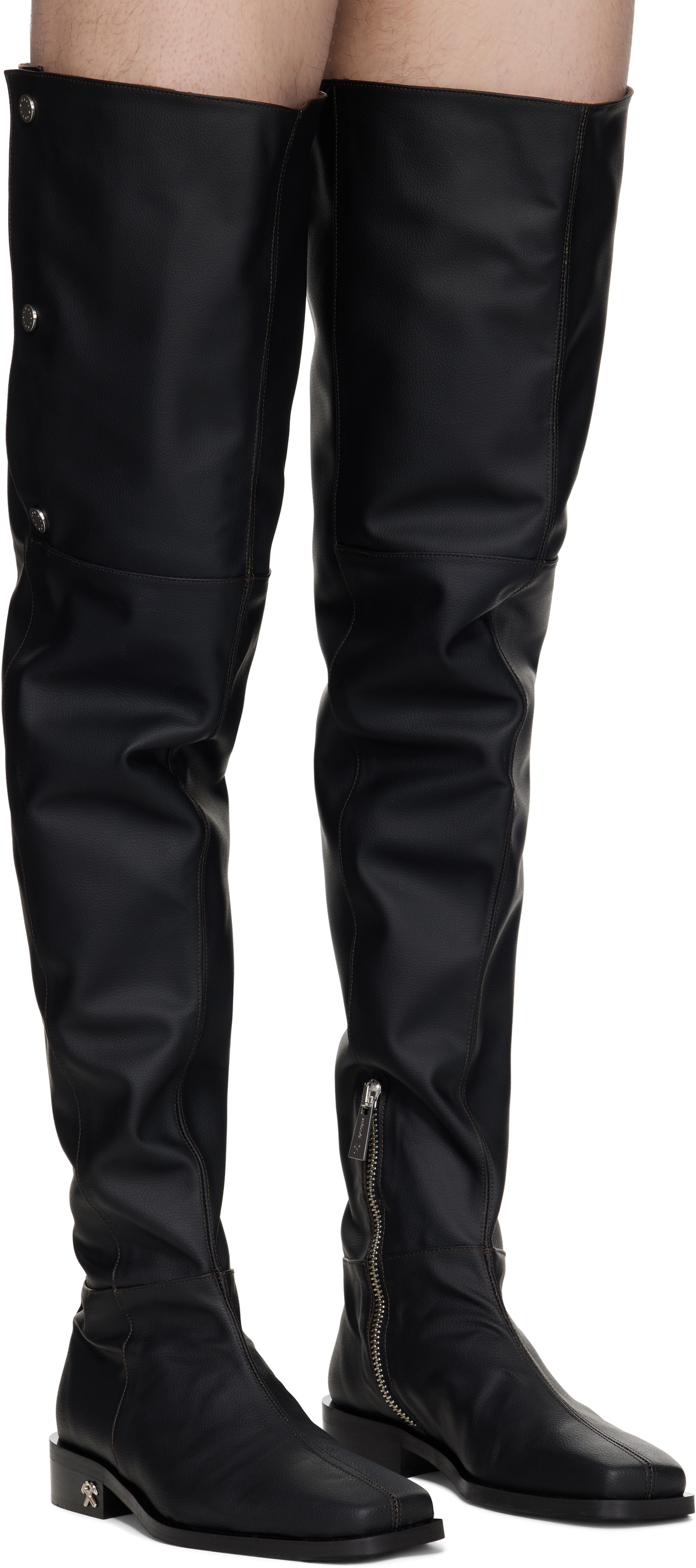 GmbH Black Adem Overknee Snap Buttons Tall Boots GmbH