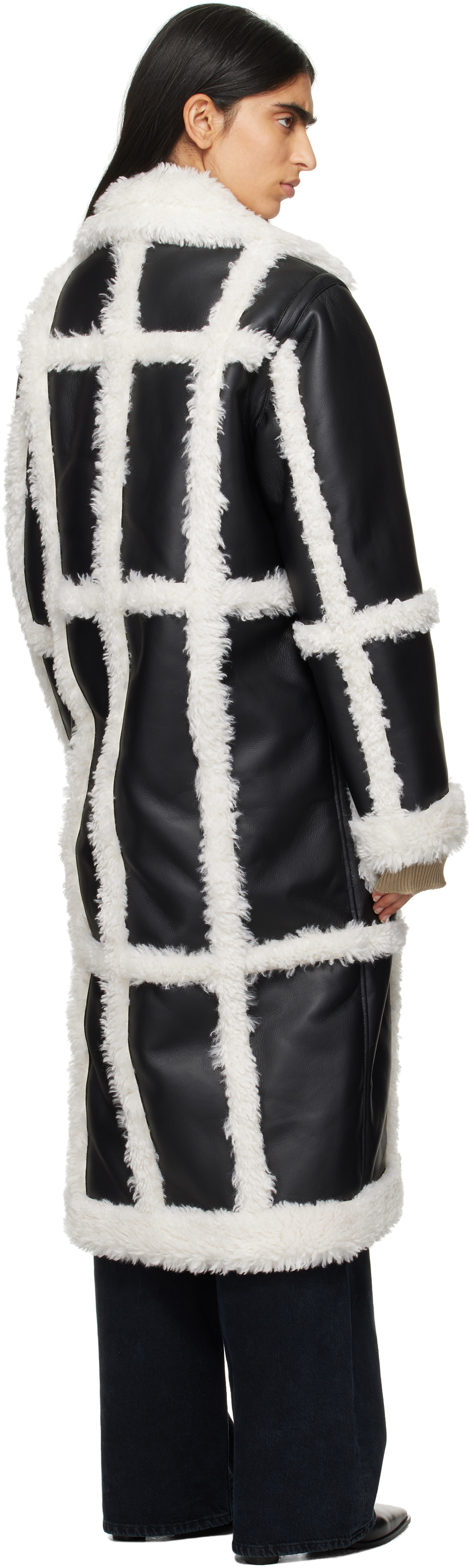 Stand Studio Black & Off-White Patrice Faux-Shearling Coat Stand Studio