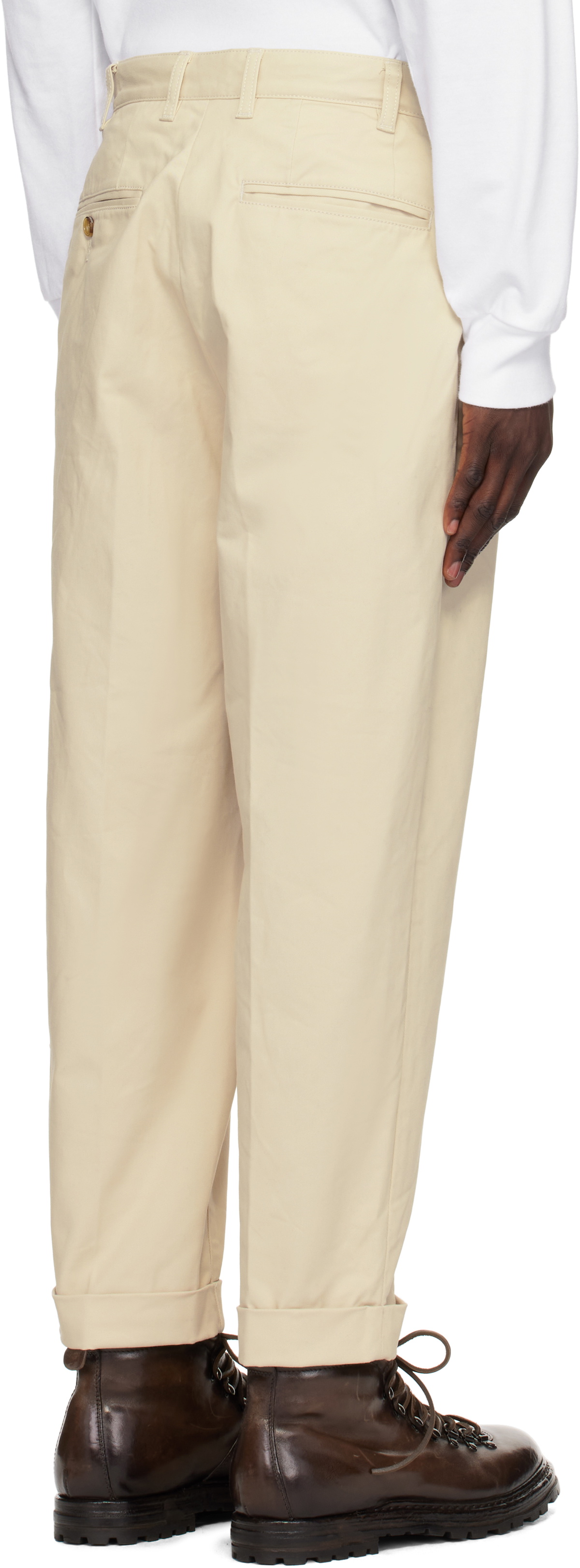 BEAMS PLUS Off-White 2 Pleats Twill Trousers Beams Plus