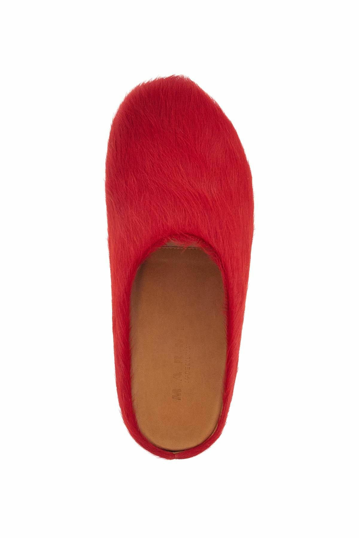 MARNI 'long-haired fur-lined clog Red Marni