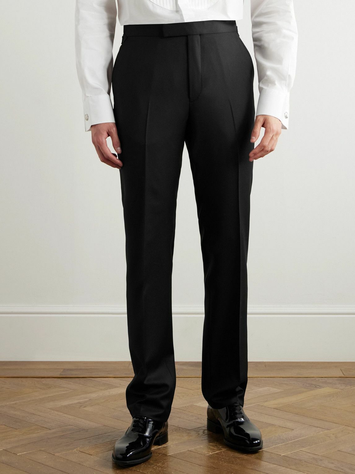 Kingsman - Straight-Leg Grosgrain-Trimmed Wool Tuxedo Trousers - Black ...