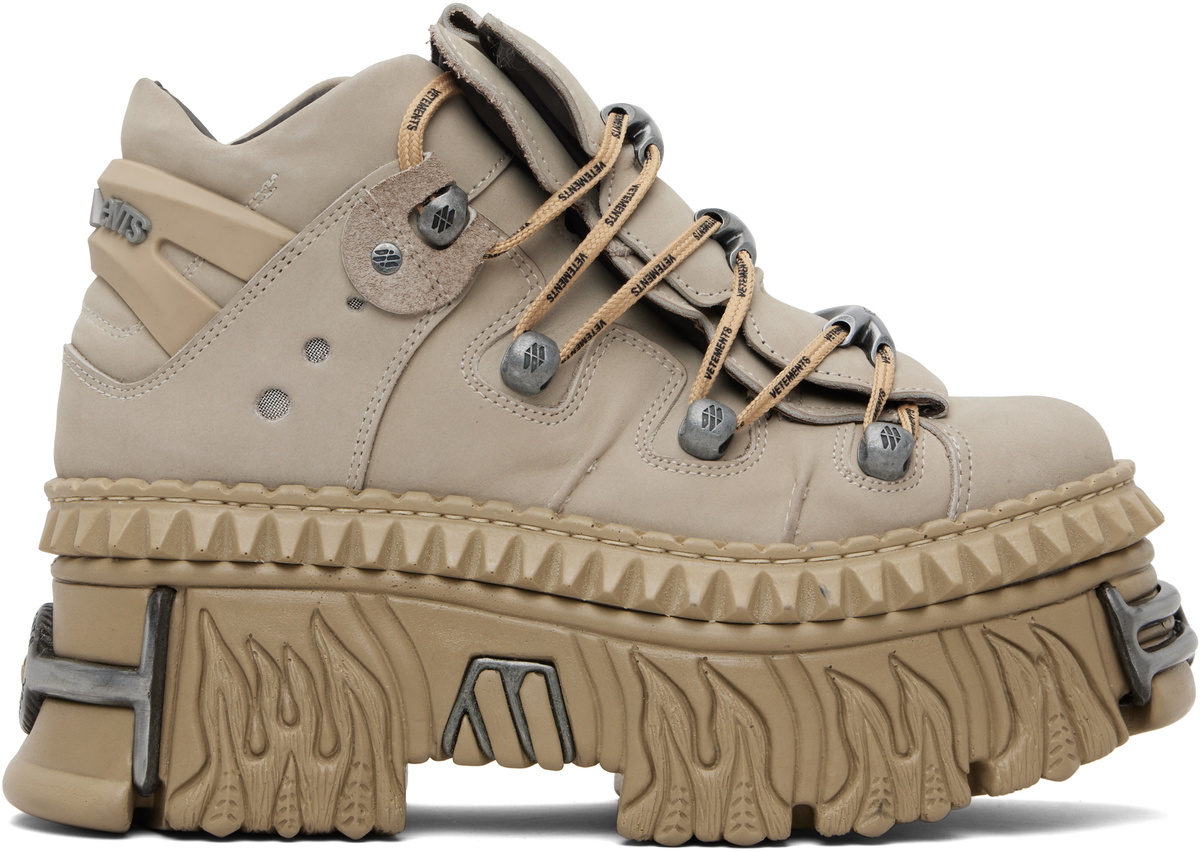 VETEMENTS Taupe New Rock Edition Fire Platform Sneakers Vetements