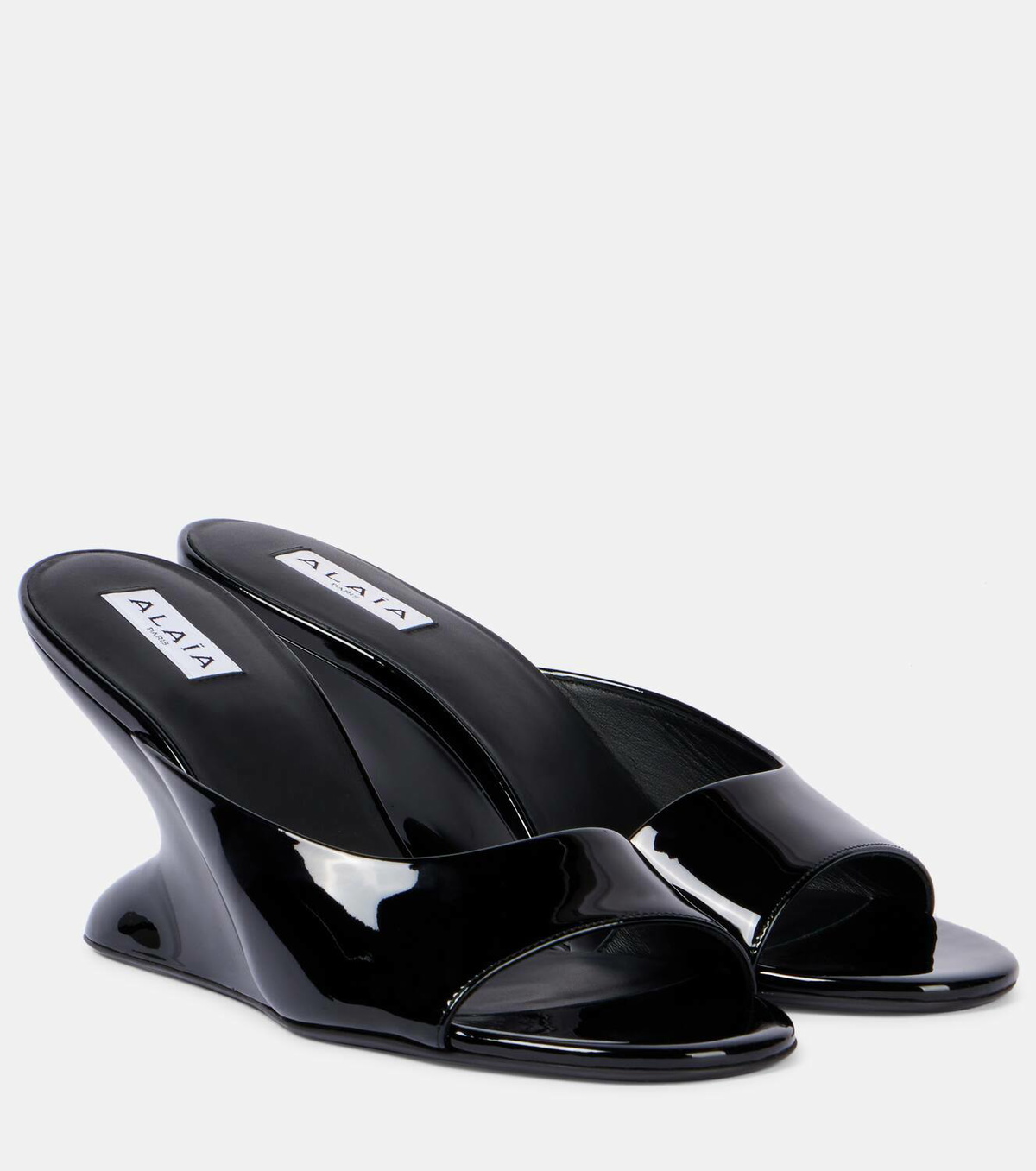 Alaïa Curve 75 patent leather wedge mules ALAÏA