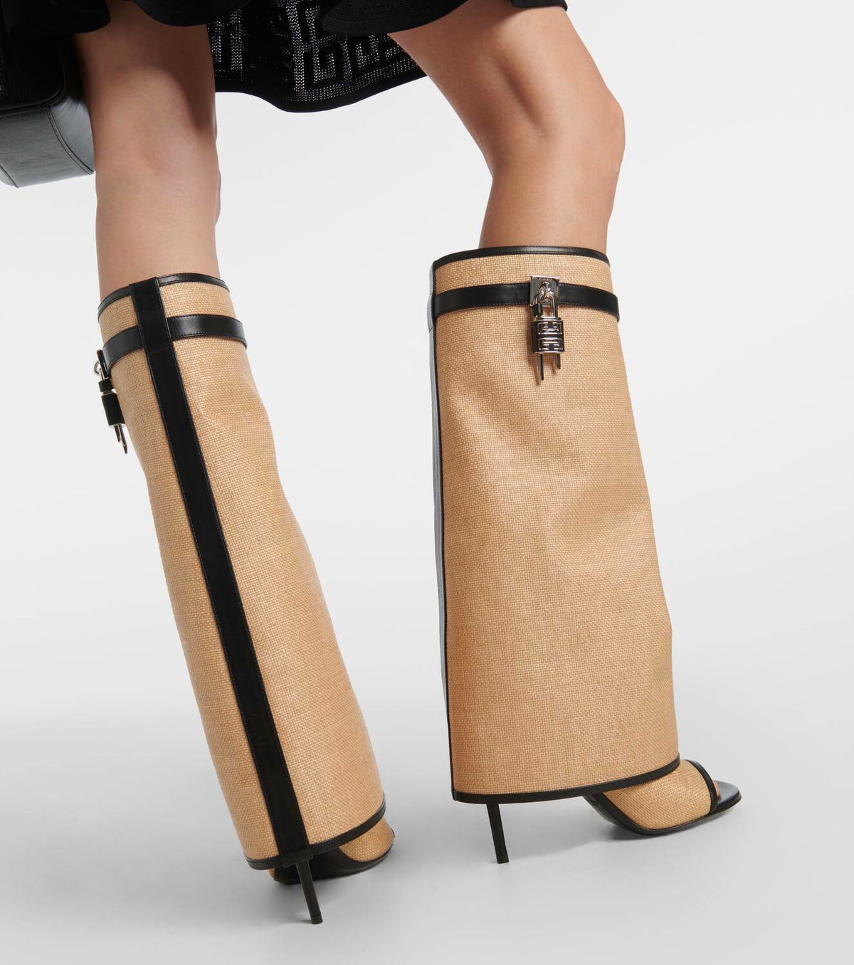 Givenchy Shark Lock raffia knee-high boots Givenchy