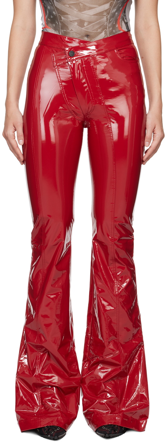 Ottolinger Red Simple Line Faux-Leather Pants Ottolinger