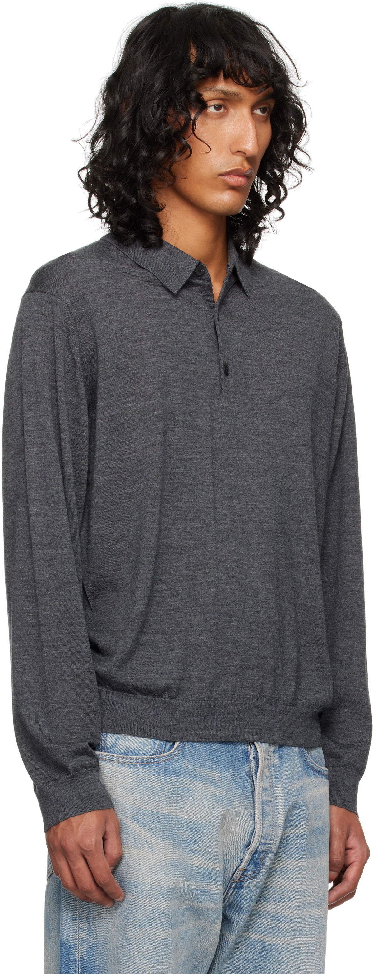 John Elliott Gray Wool & Cashmere Polo John Elliott