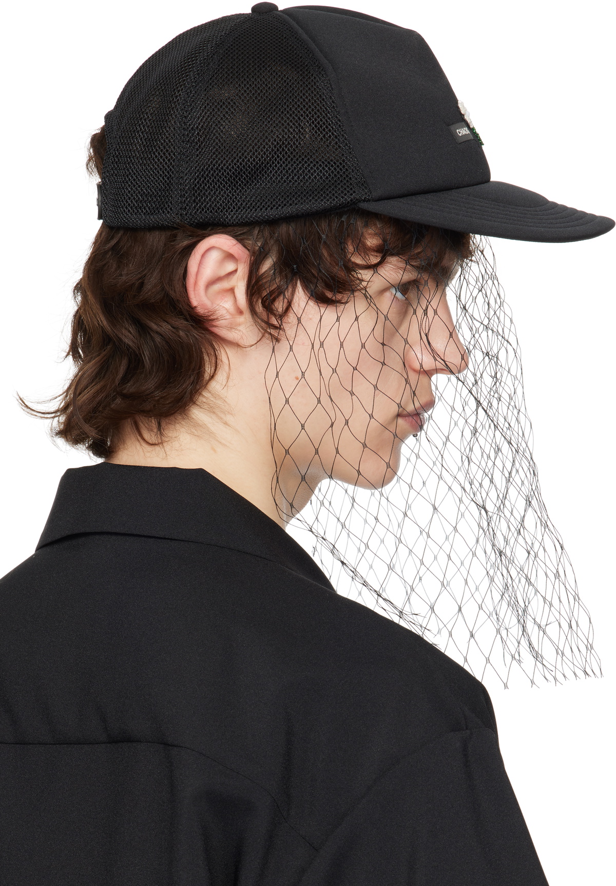 UNDERCOVER Black Beaded Appliqué Cap Undercover