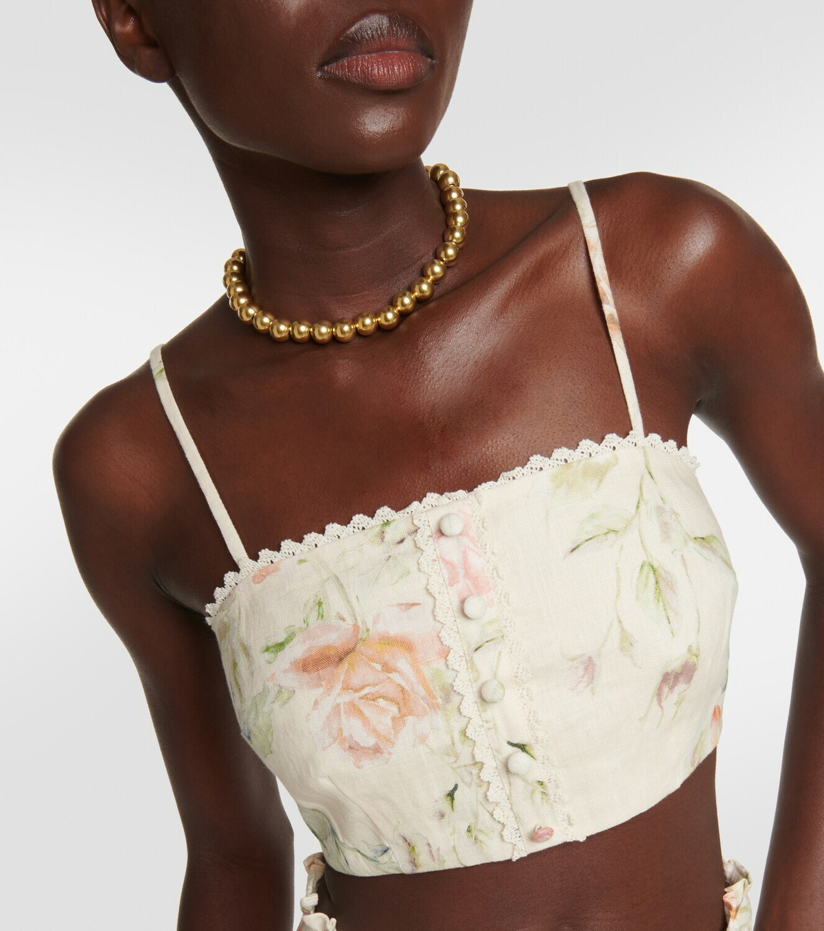 LoveShackFancy Emmalou linen bra top LoveShackFancy