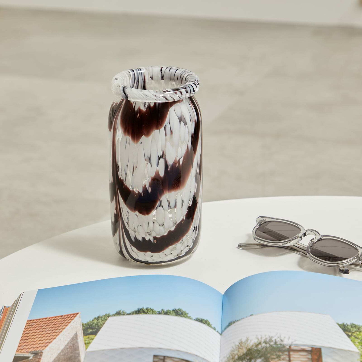 HAY Splash Roll Neck Vase in Coffee/White HAY