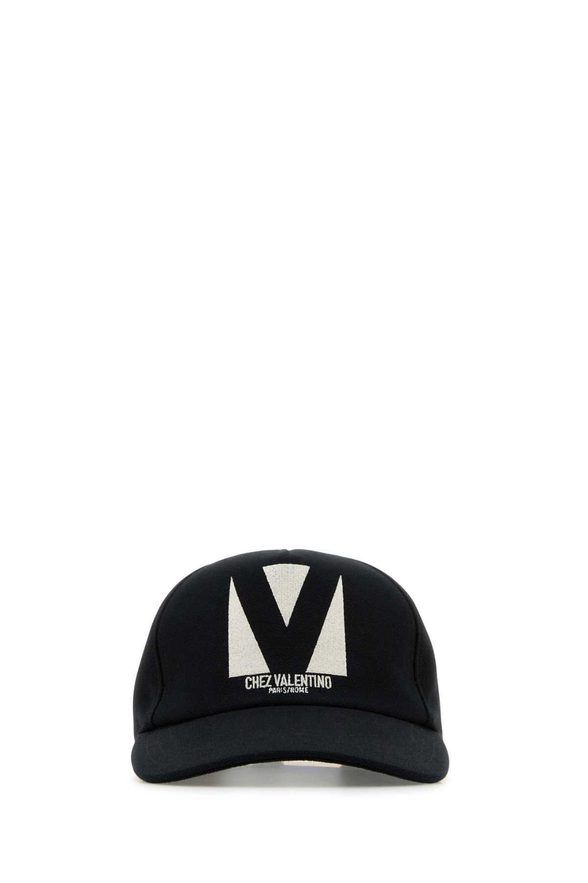 Valentino Garavani Black Cotton Baseball Cap Valentino Garavani