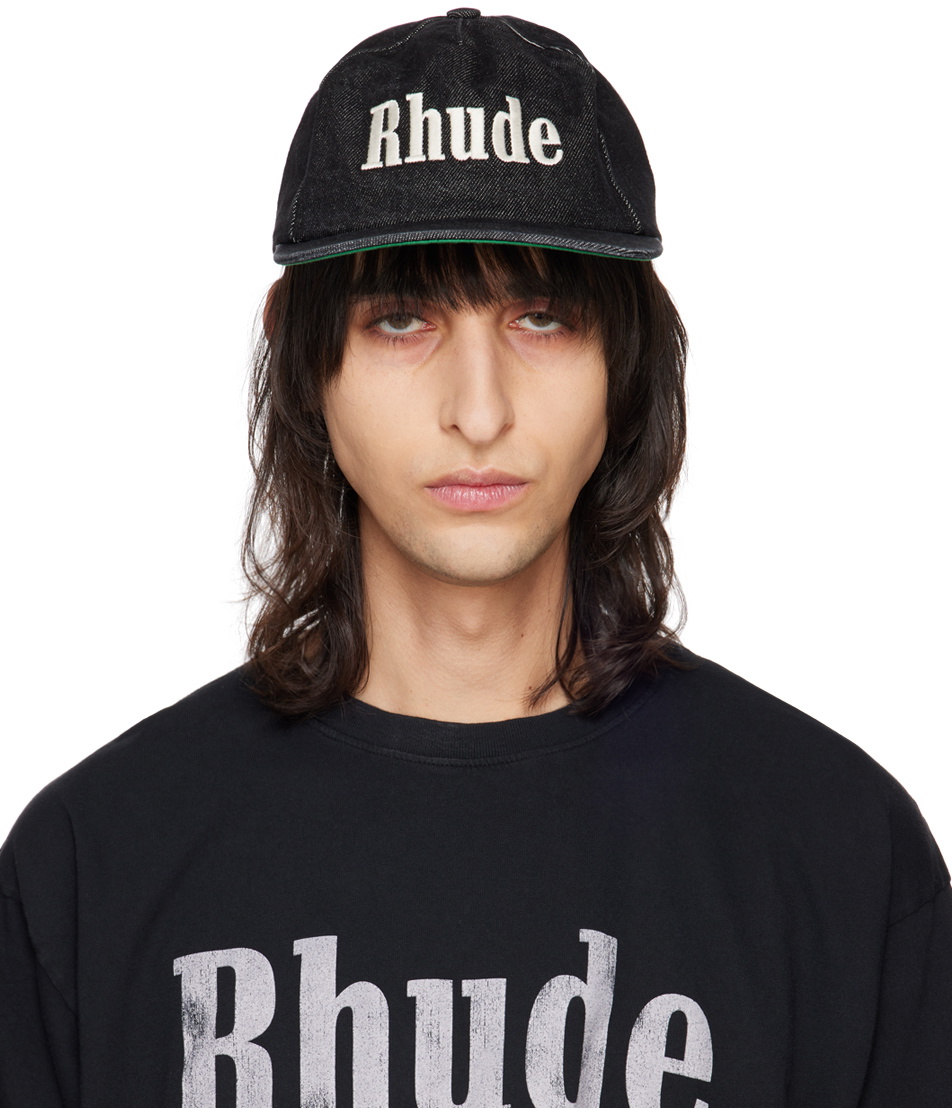 Rhude Black Denim Logo Cap Rhude