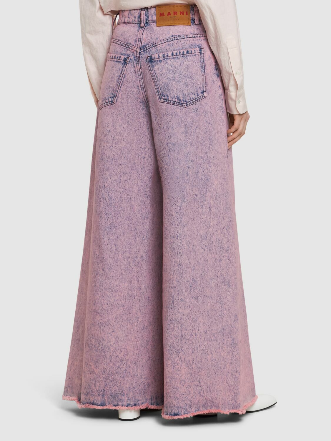 MARNI - Cotton Denim Mid Rise Wide Jeans Marni