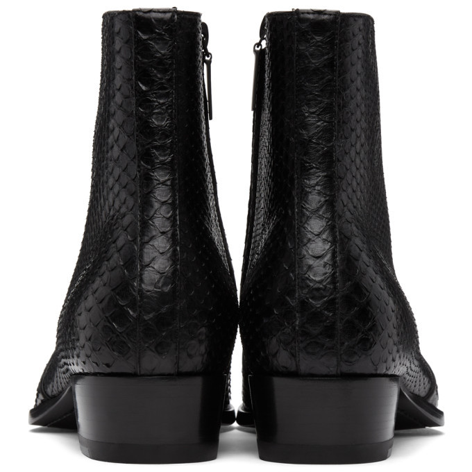 Saint Laurent Black Python Wyatt Zip Chelsea Boots Saint Laurent