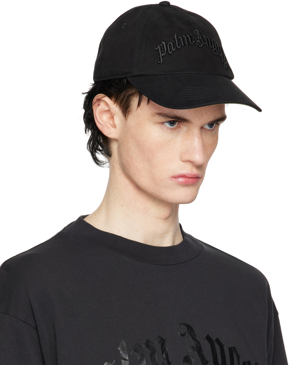Palm Angels Black Curved Logo Cap Palm Angels