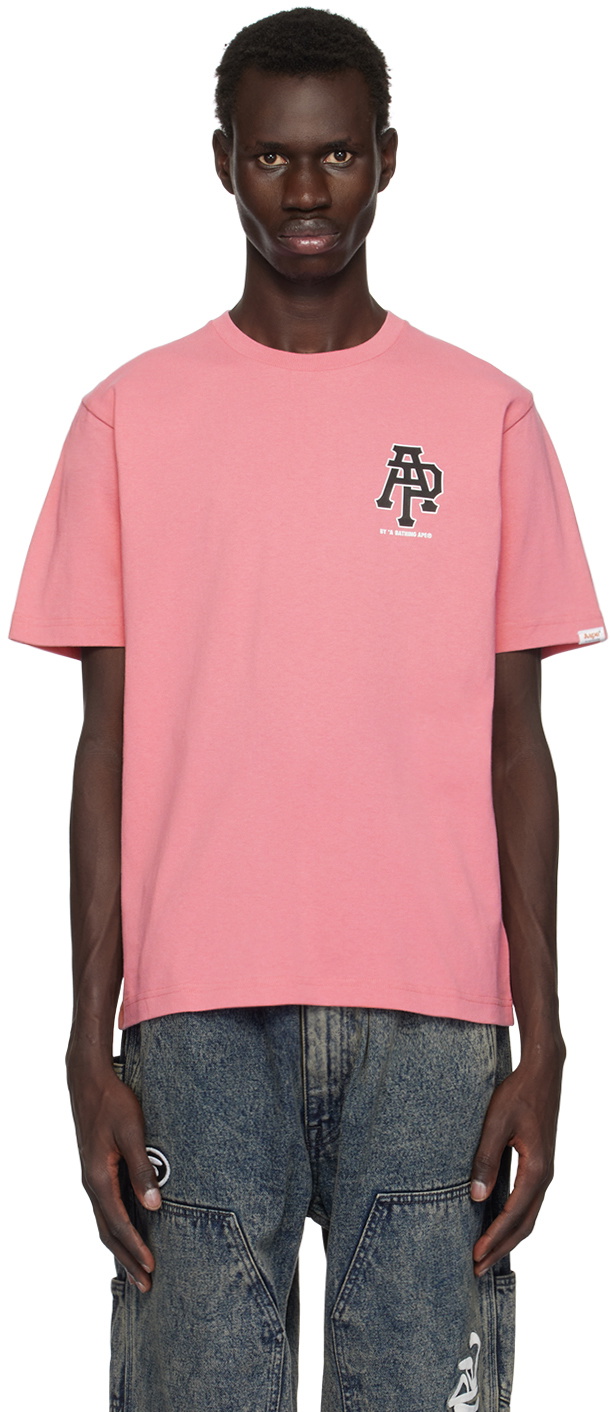 AAPE by A Bathing Ape Pink Logo Short Sleeve T-shirt AAPE by A Bathing Ape