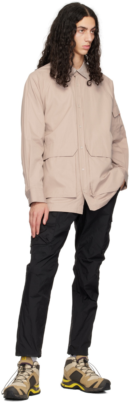 meanswhile Tan Trinity Cloth Overlap Shirt