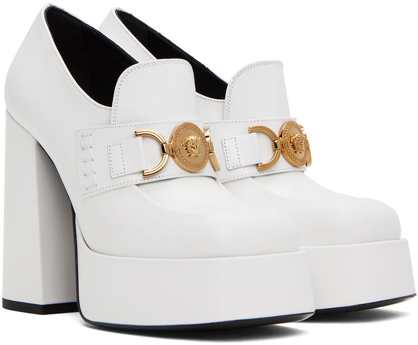 Versace White Medusa Platform Heels Versace
