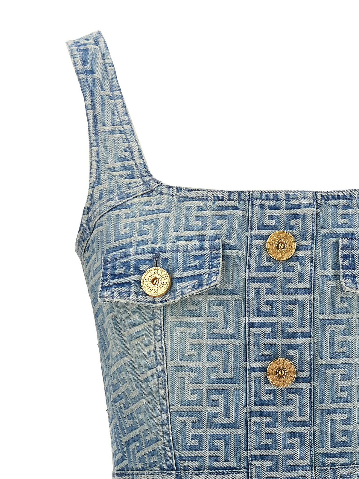 Balmain Monogram Denim Mini Dress Balmain
