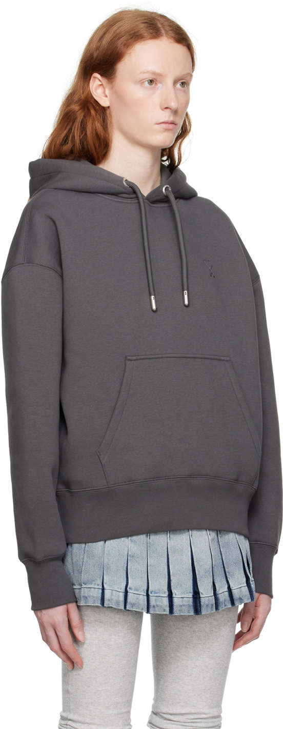 AMI Paris Gray Ami de Cœur Hoodie AMI