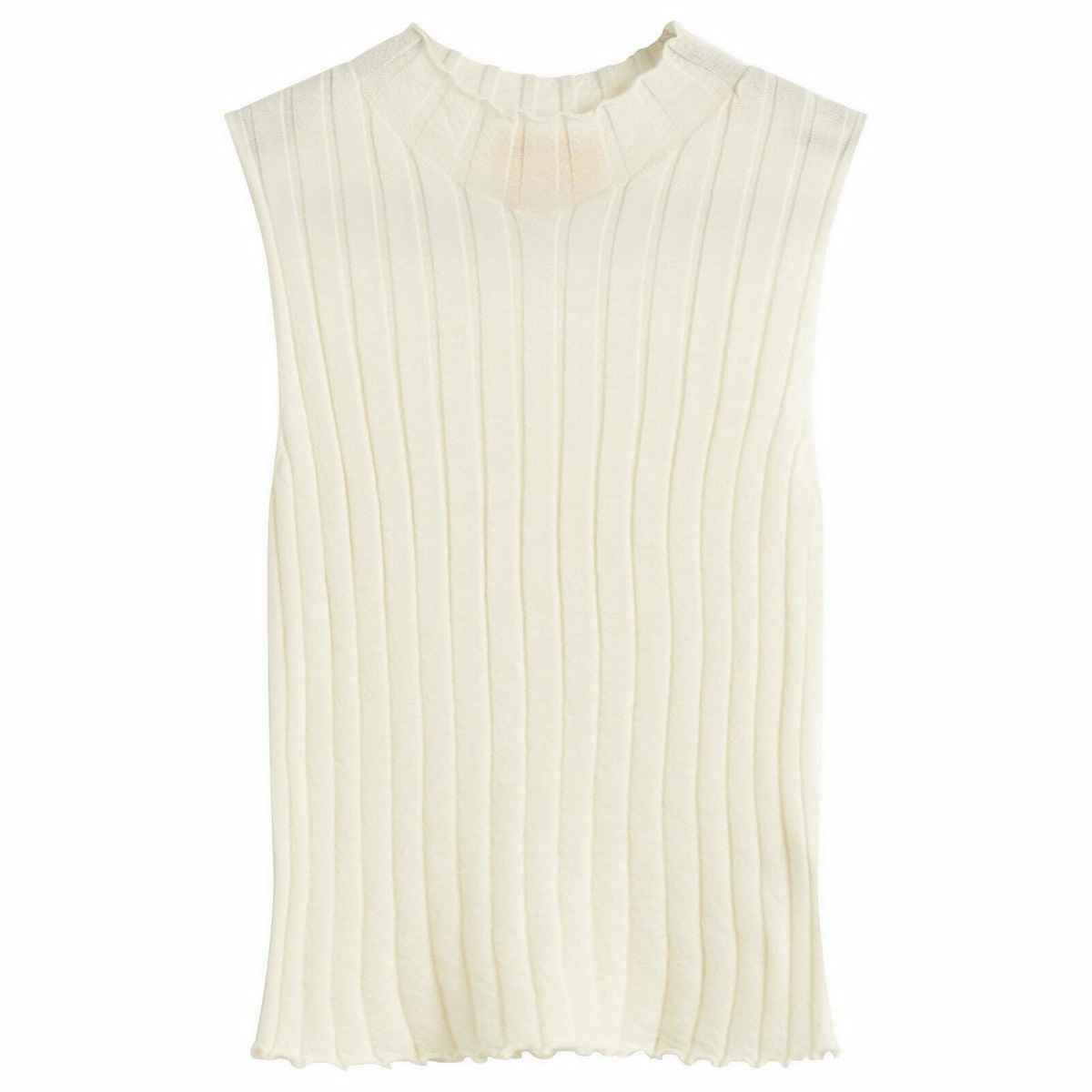 GUEST IN RESIDENCE Women's Rib Mockneck Shell in Cream Guest in Residence