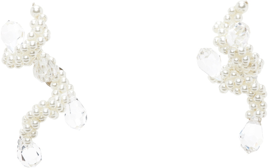 Simone Rocha SSENSE Exclusive White Twisted Loop Stud Earrings Simone Rocha