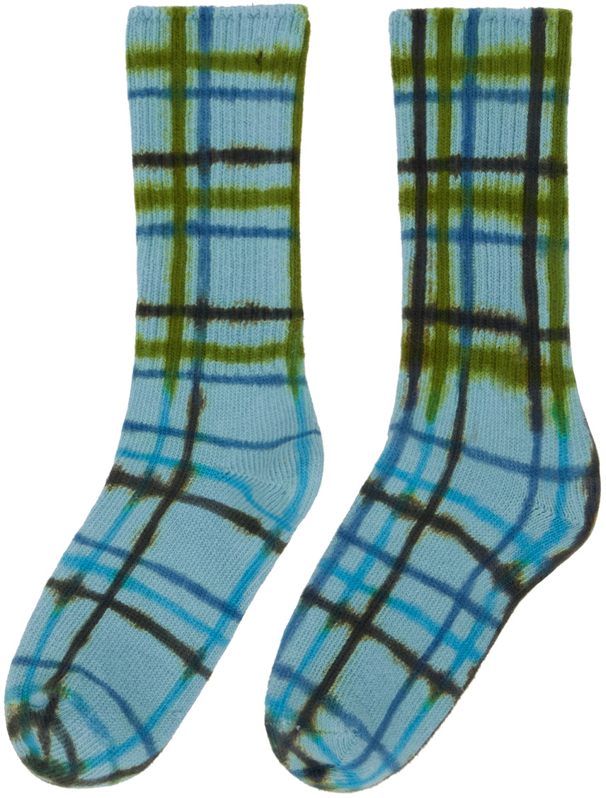 Collina Strada Blue & Green Aurora Plaid Socks Collina Strada