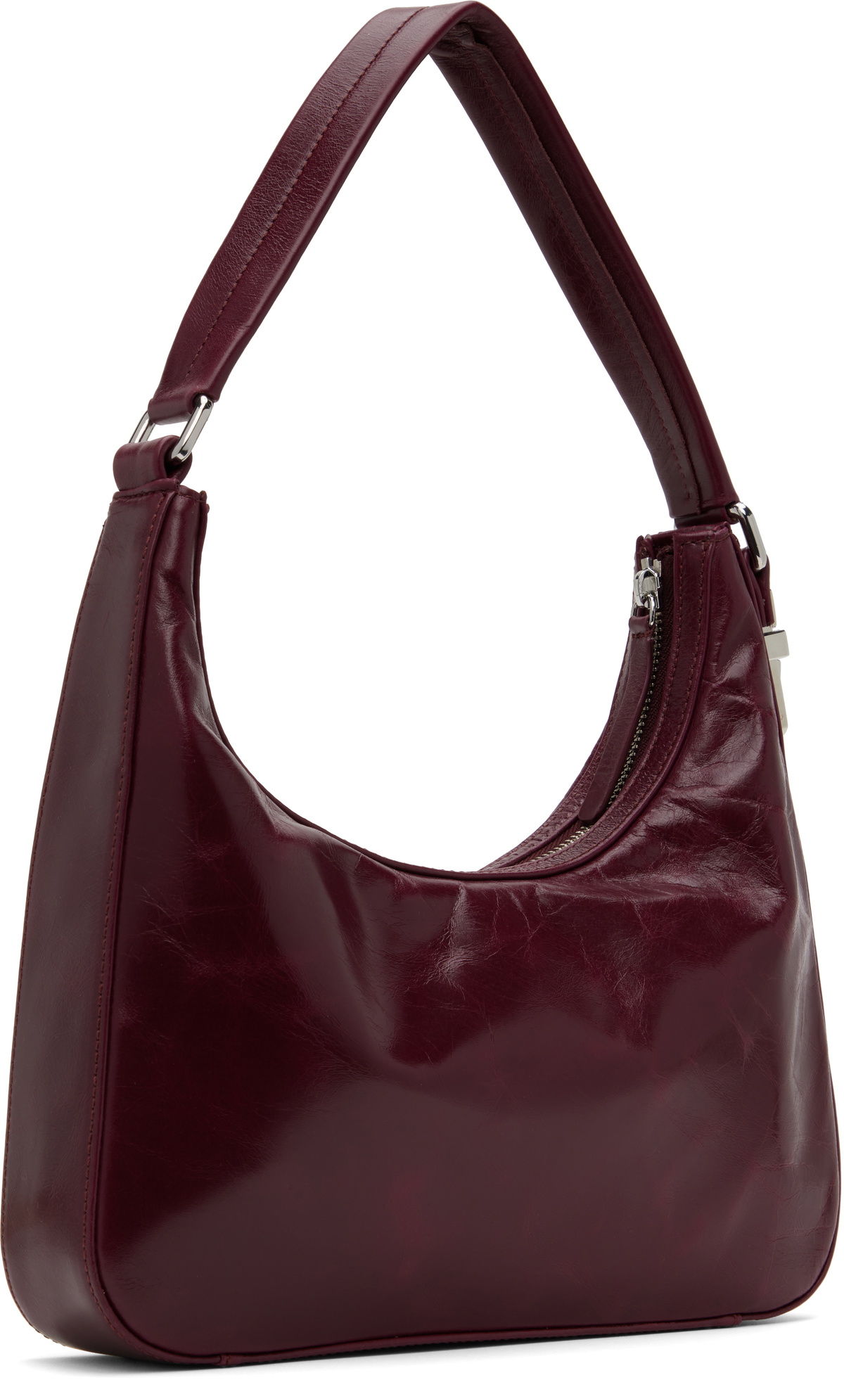BY FAR Burgundy Rhea Creased Leather Bag By Far