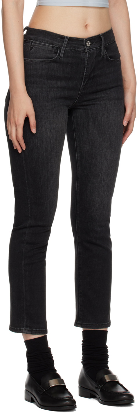 FRAME Black 'Le High Straight' Jeans Frame Denim
