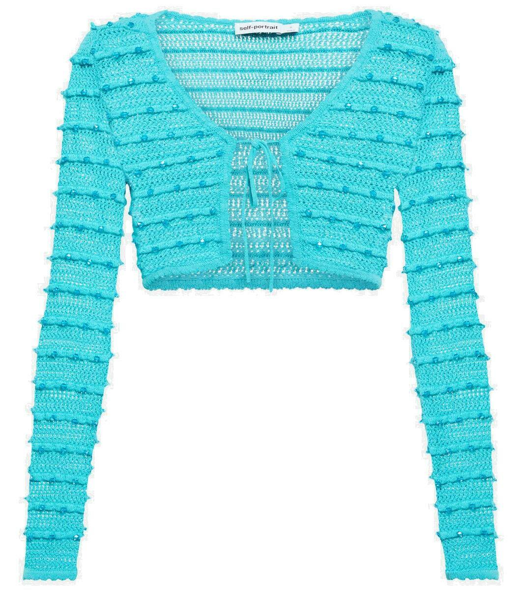 Self-Portrait Embellished striped knit cardigan Self-Portrait