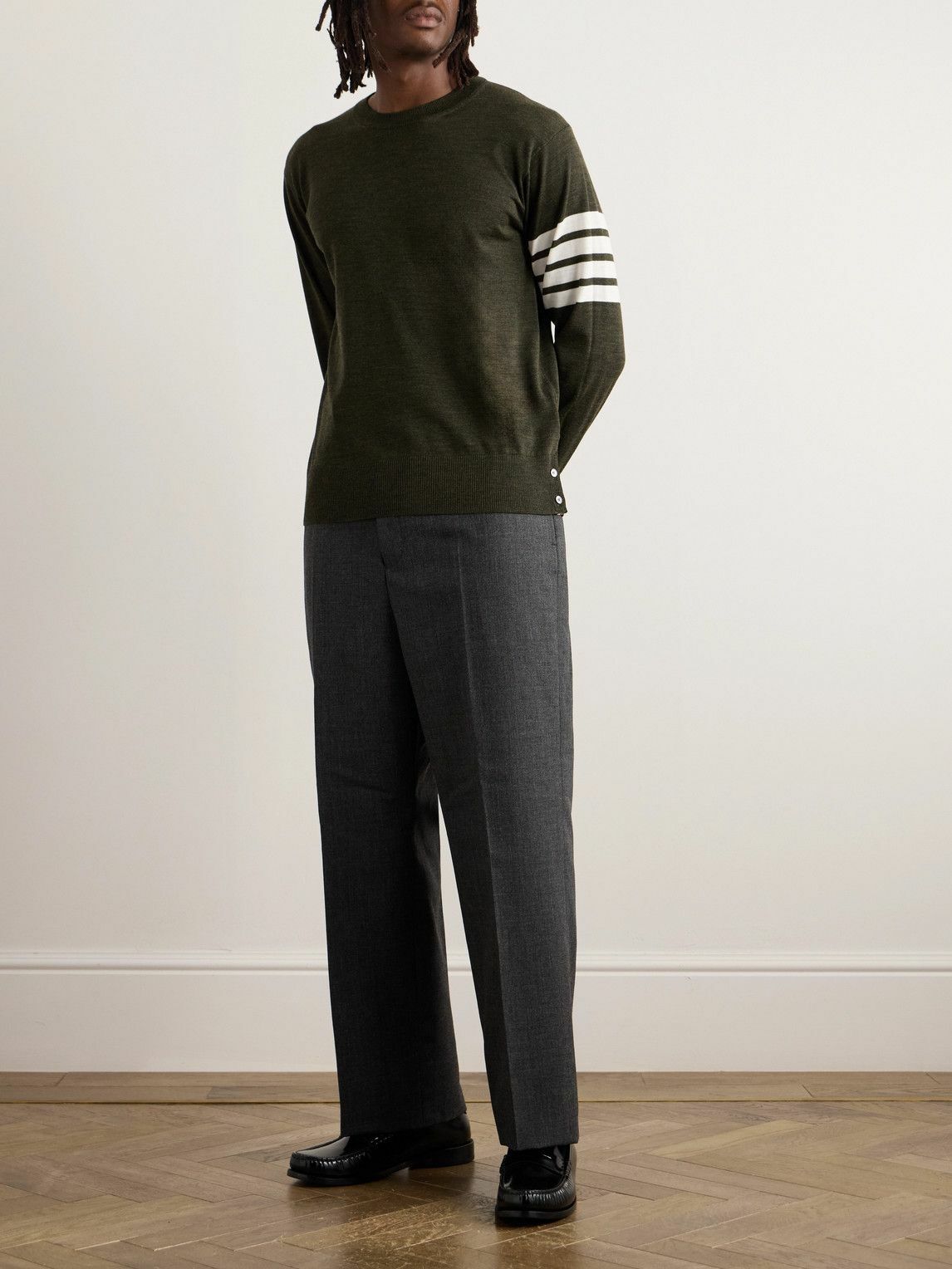 Thom Browne - Slim-Fit Striped Merino Wool Sweater - Green Thom Browne