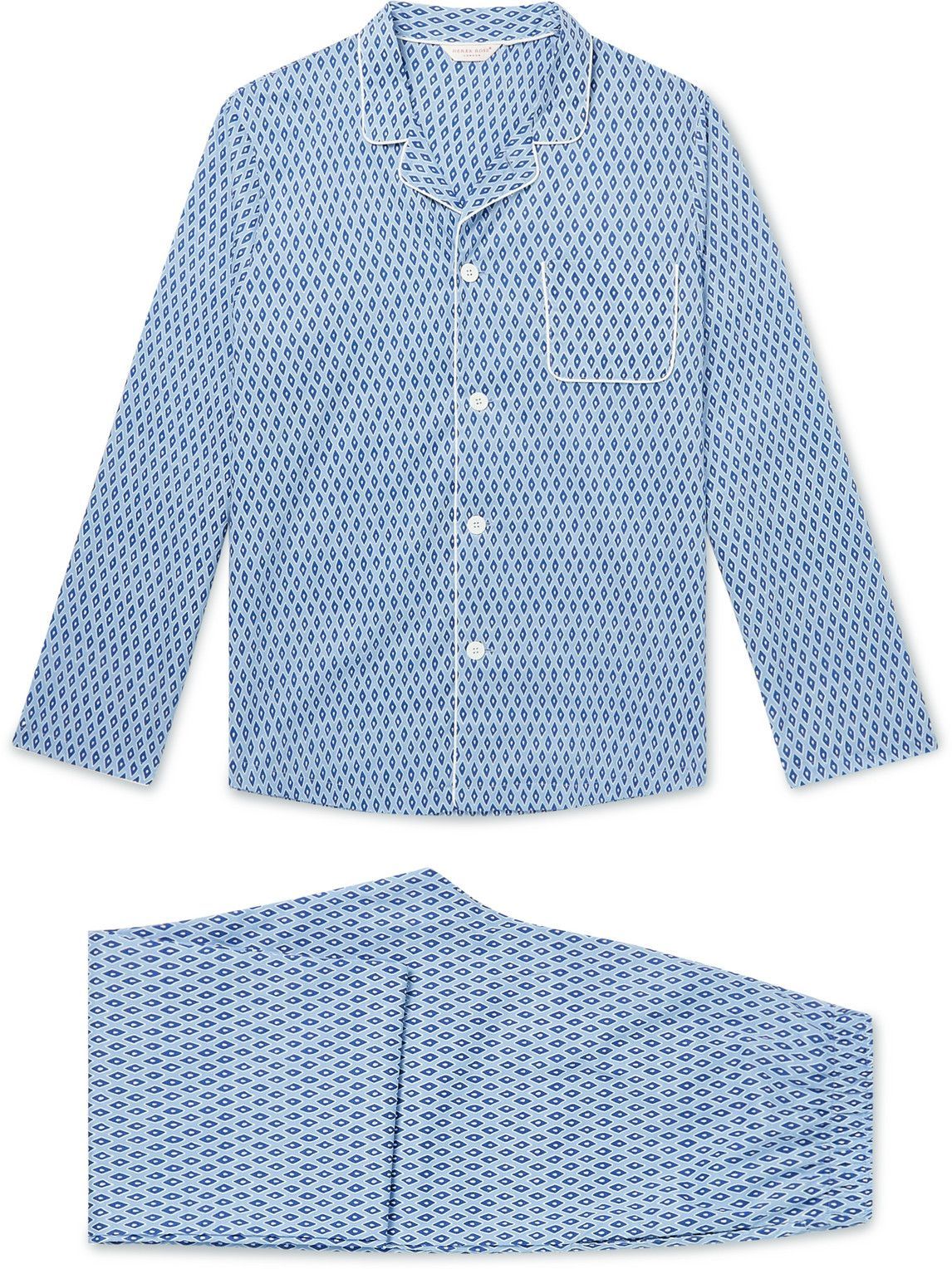 Derek Rose - Nelson Printed Cotton-Poplin Pyjama Set - Blue Derek Rose