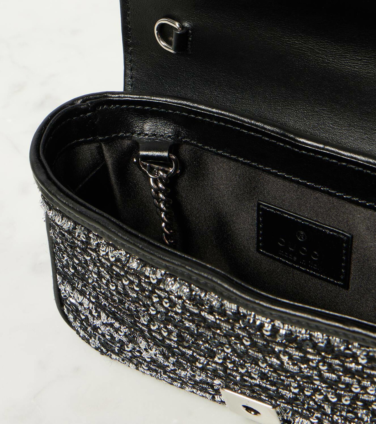 Gucci GG Marmont Mini embellished tweed shoulder bag Gucci